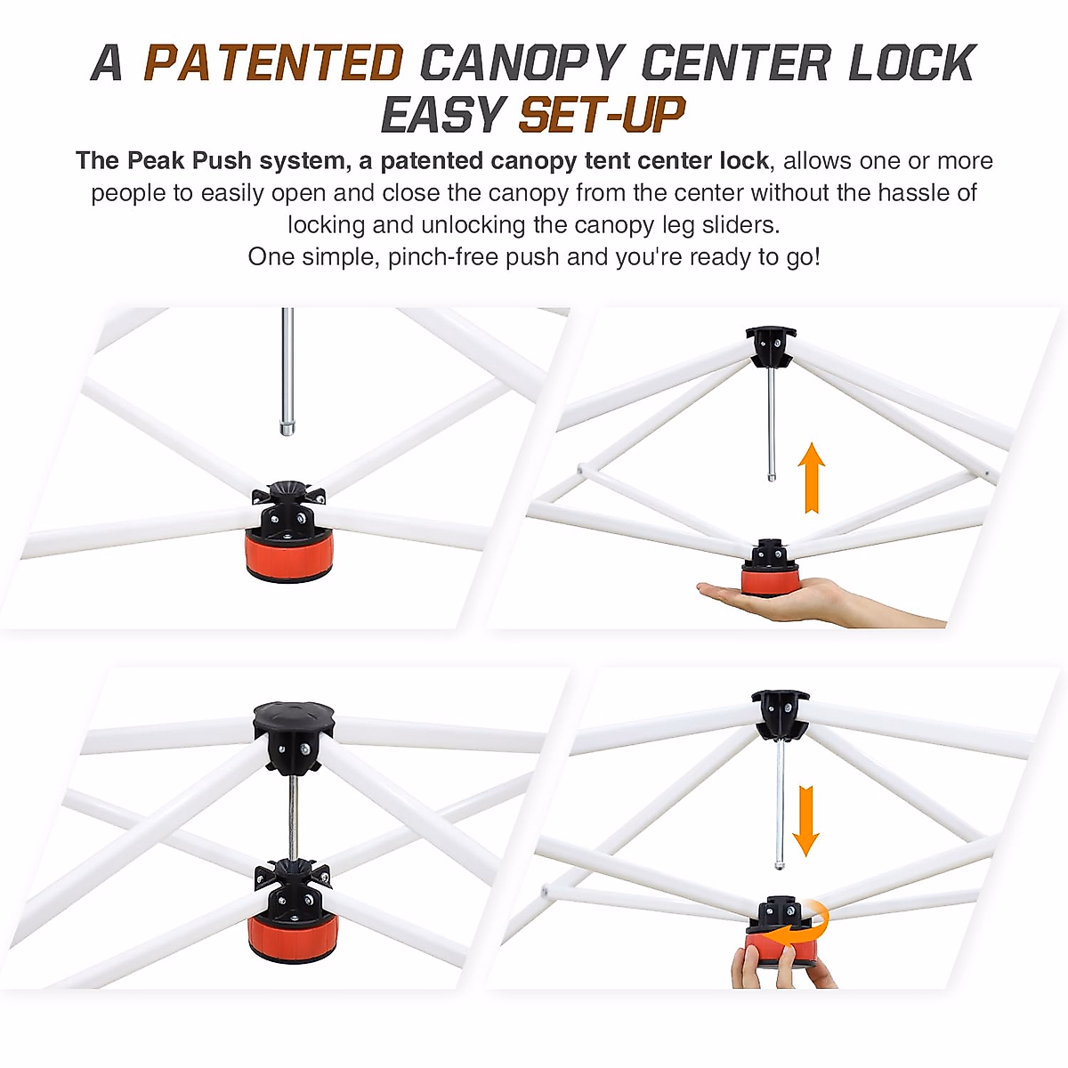 EAGLE PEAK 8x8 Slant Leg Pop-up Canopy Tent Easy One Person Setup Instant Outdoor Beach Canopy Folding Portable Sports Shelter 8x8 Base 6x6 Top (White)