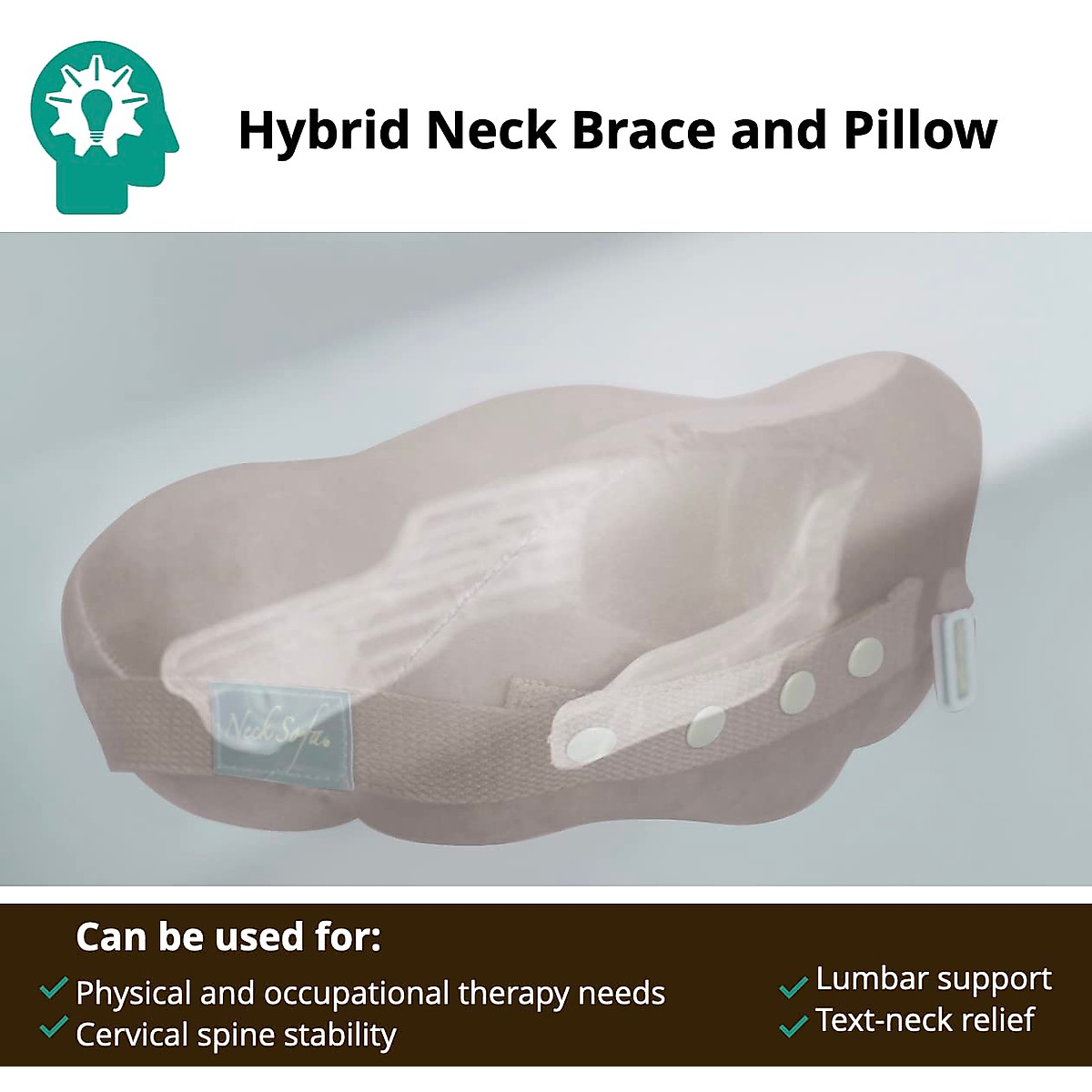 Neck Support Pillow, Help Ease Tension with This Patented Cervical Neck Brace, Neck Pillow for Sleeping, Travel, Work, Ergonomic Memory Foam, Orthopedic Pillow for Pain Relief, Brown