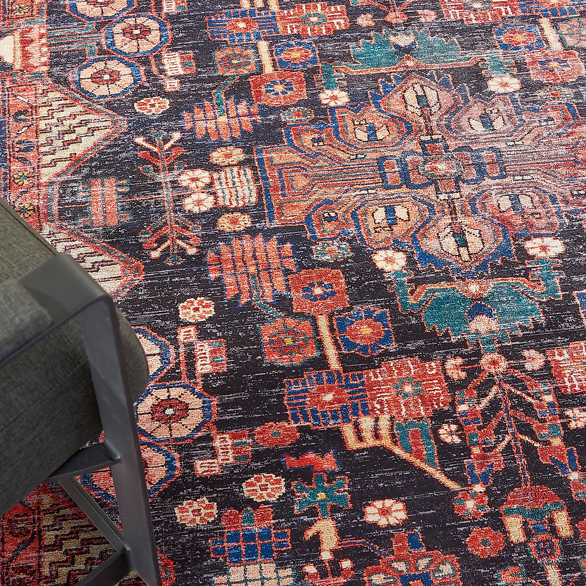 Nourison Fulton Traditional Red 5' x 7' Area Rug, Easy-Cleaning, Non Shedding, Bed Room, Living Room, Dining Room, Kitchen (5x7)