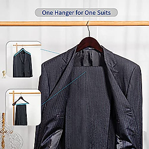 Nature-Smile Luxury Mahogany Wooden Suit Hangers - 6 Pack - Wood Coat Hangers,Jacket Outerwear Shirt Hangers,Glossy Finish with Extra-Wide Shoulder, 360 Degree Swivel Hooks & Anti-Slip Bar with Screw