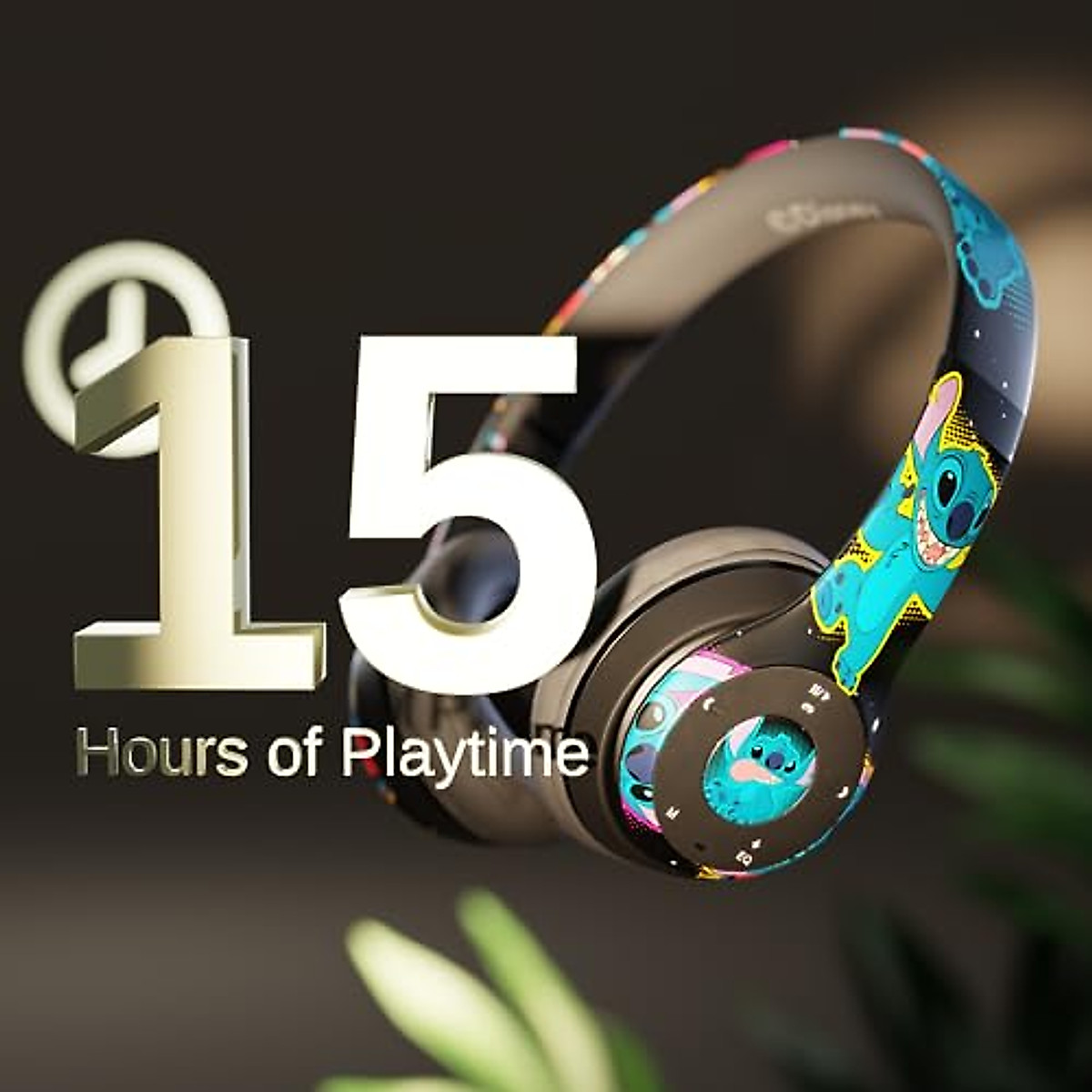 Disney Lilo & Stitch Bluetooth Over-Ear Headphones, Wireless Foldable Headset with Built-in Microphone - Lilo & Stitch Design, for Adults and Kids, Comfortable Auriculares: Electronics