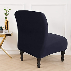 Armless Accent Chair Cover, Large Size Armless Slipper Chair Slipcover, Stretch Universal Thin Fabric Living Room Chair Cover Furniture Protector Removable Washable for Home Hotel Living Room (Navy)