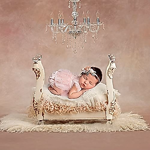 Pink Lace Newborn Photography Outfits Girl Newborn Photography Props Pearl Lace Rompers Newborn Girl Lace Romper Photoshoot Outfits Baby Photo Props (Short Sleeve, Pink, 0-2Months)