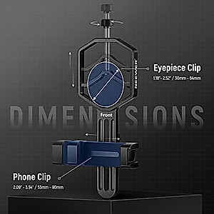 NEEWER Metal Telescope Phone Mount, 2.09"-3.54" Universal Cell Phone Mount for Spotting Scope Telescope Microscope Binocular Monocular, Fits Eyepiece with Diameter 1.18"-2.52"