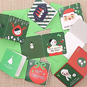 24 Pack Mini Christmas Greeting Cards & Envelopes, Cute Stweety Small Size 3 x 3" Merry Christmas Greeting Cards Festival Color (Pack of 24)