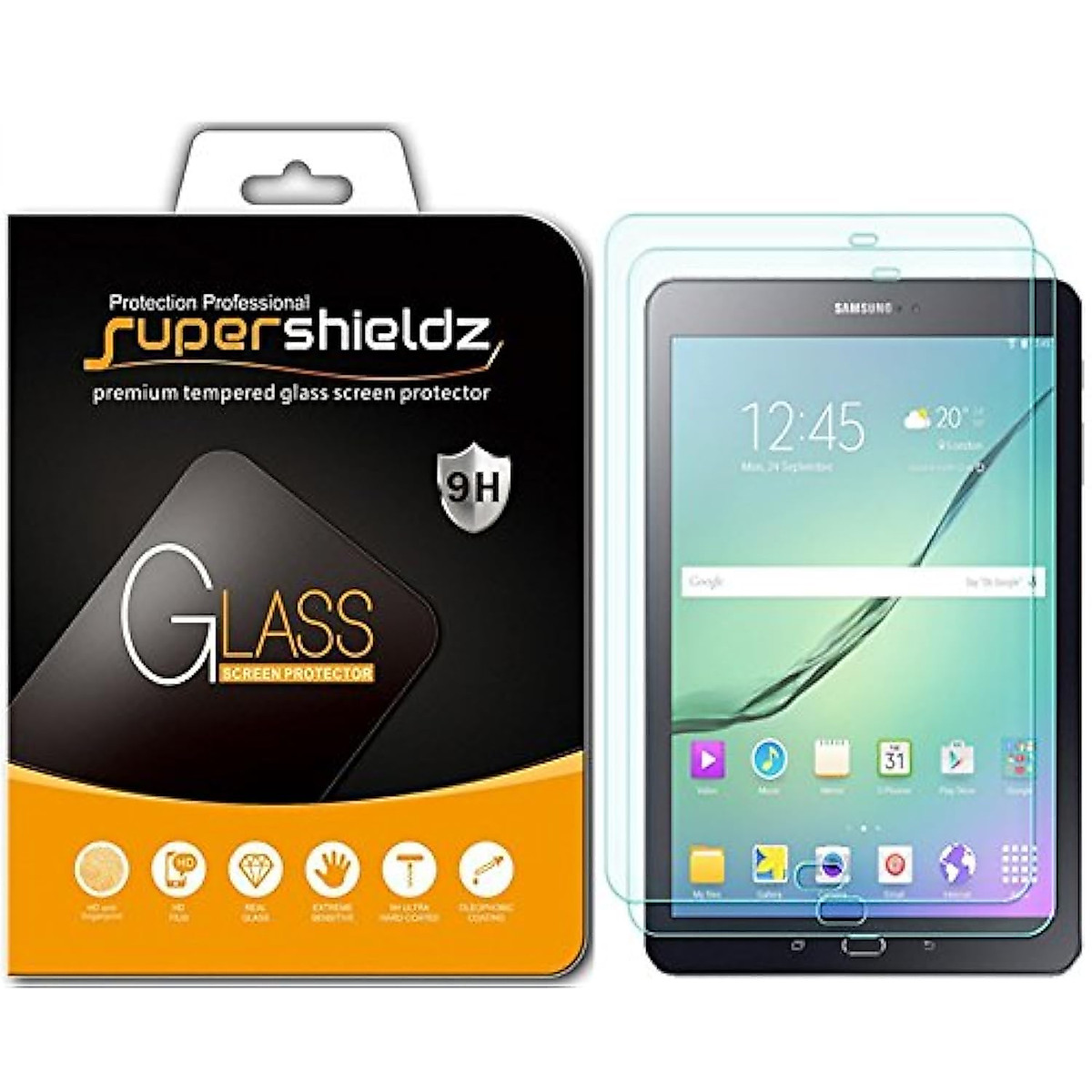 Supershieldz (2 Pack) Designed for Samsung Galaxy Tab S2 (9.7 inch) Screen Protector, (Tempered Glass) Anti Scratch, Bubble Free