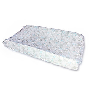 Softest Cotton Muslin Changing Pad Cover, Pastel Blue & Sterling Starshine