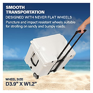 FOROUT Hard Cooler with Wheels and Handle, 42 Quart Ice Chest with Wheels Keeping Ice Cold for Days, Great for The Beach, Boat, Travel,Fishing, Barbecue or Camping White