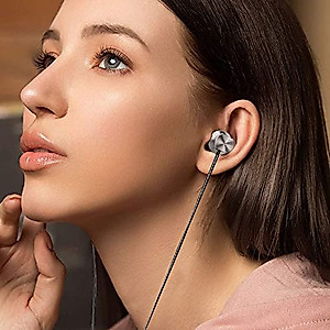 HOISTAC Wired Earbuds with Microphone, in-Ear Headphones, 3.5mm Extra Bass Earbud Headphones, Memory Foam, Custom Earbuds (S/M/L), Compatible with iPhone, iPad, Android, Laptop, MP3