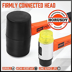 HORUSDY 2-Piece Rubber Mallet, 16oz Rubber Mallet Hammer and 35mm Double-Faced Soft Mallet, Fiberglass Rubber Mallet Handle