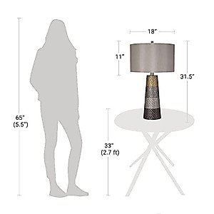 Catalina 20695-001 Modern Hammered Metal Striped Table Lamp, LED Bulb Included, 31.5", Brown