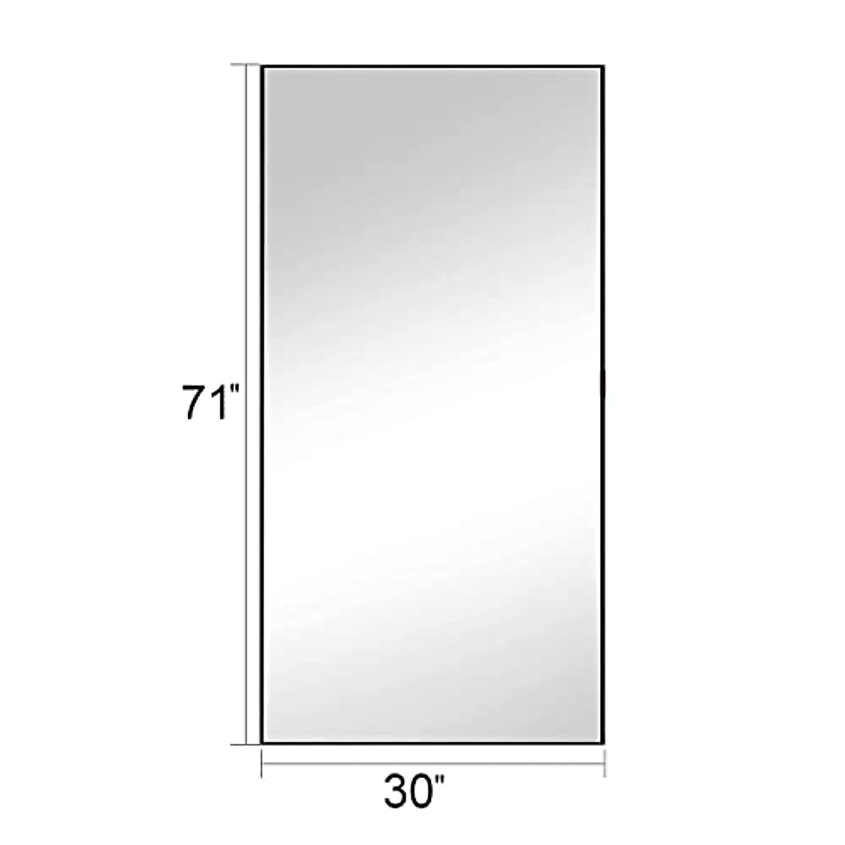 TinyTimes 71"×30" Full Length Mirror, Floor Mirror with Stand, Full Body Tall Mirror, Freestanding or Wall-Mounted, Brushed Thin Frame, for Bedroom, Liveing Room - Black