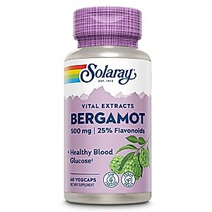 SOLARAY Vital Extracts Bergamot 500 mg, 25% Flavonoids Plus Berberine HCl Extract from Indian Barberry, AMPK Activator & Ketone Synthesis Support, Vegan, 30 Servings, 60 Vegcaps