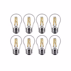Philips LED Flicker-Free A15 Light Bulb, Dimmable Warm Glow Effect, 500 Lumen, 2700-2200K, EyeComfort Technology, 5.5W=60W, E26 Base, 8-Pack