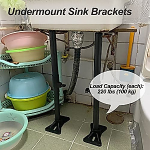 Undermount Sink Mounting Brackets - Stainless Steel Adjustable Support Sink Legs, Dropped Loose Sink Basin Repair Kit and Support System 16-27.5inches