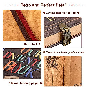 JIMBON Our Adventure Book Scrapbook Photo Album Retro Style Embossed Letter Cover Travel Diary Journal Scrap Book For Couples Memory Book Anniversary Wedding Best Friend Womens Day Gift