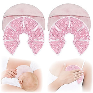 Hot/Cold Breast Gel Bead Ice Packs Breast Cooling/Heat Pads Relief for Breastfeeding, Nursing Pain, Mastitis, Engorgement, Swelling, Plugged Ducts | Boost Milk Let-Down & Production,2 Pack (Pink)