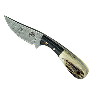 Knives Ranch Neck Knife, Small EDC Fixed Blade, Stag Handle and Fine Quality Sheath (3133-SG)