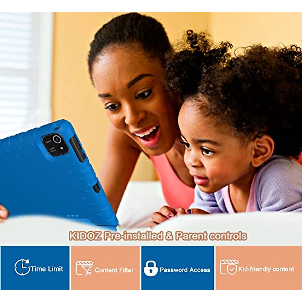 NOBKLEN Kids Tablet 10 Inch, Android 13, 4GB+64GB, 8-Core CPU, WiFi 6, 12H Battery Life, Parental Control, 1280 * 800 HD Display, Dual