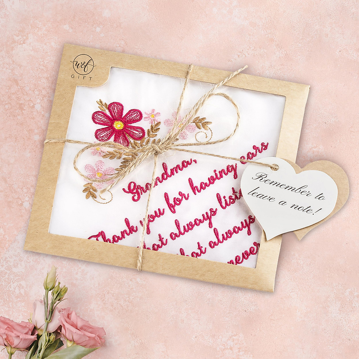 W&F GIFT Grandmother Of The Bride Wedding Handkerchief for Grandma from Granddaughter.