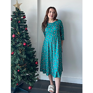 HOTOUCH Christmas Dress for Women Casual 3/4 Sleeve Xmas Dress for Holiday, Santa Hat XXL