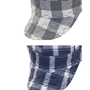BOCOMAL 2 Pack Welding Cap Plaid Style CAT2 NFPA2112 Flame Resistant 7OZ Midweight Welder Hats 7 1/8
