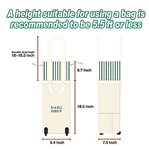 haruobun Slim Storage Rolling Bag, Compact Cooler, Insulated Collapsible Beach Summer, Fashion Rolling Shopper for Office Bathroom Kitchen Camping Mart Library Laundry Room Narrow Places, White