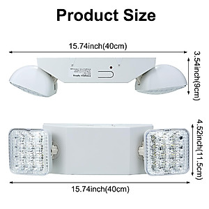 24 Pack Emergency Light Fixture, Commercial Emergency Lights with Battery Backup, Square 2 Head Adjustable LED Emergency Light for Home Power Failure Business, Emergency Exit Light AC 110V-277V