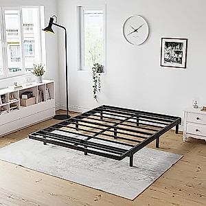 Aardhen California King 2 Inch Box Spring & Bed Slat Replacement/Metal Frame with Steel Slats/Quick Lock Bunkie Board/Easy Assembly