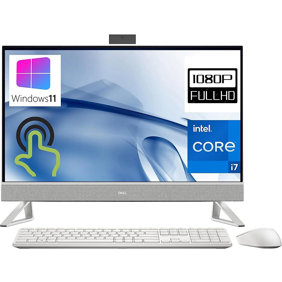 Dell 2023 Inspiron 27 7710 AIO 27" Touchscreen FHD All-in-One Desktop Computer, 12th Gen Intel 10-Core i7-1255U, 64GB DDR4 RAM, 2TB PCIe SSD + 2TB SSD, WiFi 6E, Bluetooth 5.2, White, Windows 11