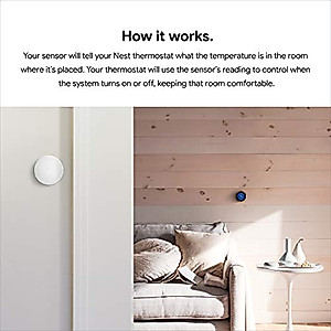 Google Nest Temperature Sensor- That Works with Nest Learning Thermostat and Nest Thermostat E - Smart Home, White