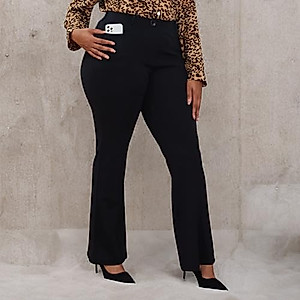 Wrinkle-Free Stretch Dress Pants Plus Size for Women Pull-on Pant Ease into Comfort Office Pant 2XL