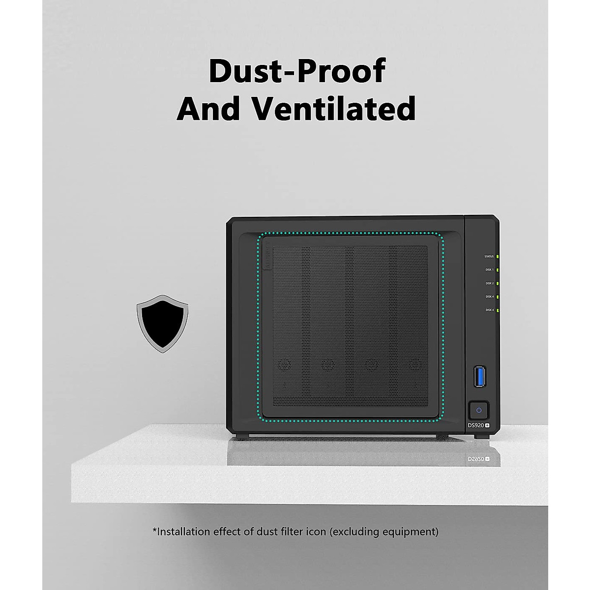 ADJNPCY Dust Filter for Synology NAS DS920+ DS420+ DS918+ DS418play Dustproof PVC Cover - Black