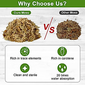 25QT Sphagnum Moss Orchid Moss for Potted Plants, Sphagnum Moss for Orchids, Dried Orchid Peat Moss for Plant Reptile Moss Orchid Soil