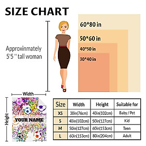 Personalized Soccer Blanket Gifts with Name - 50"x60" Sports Throw Blanket for Adults, Kids - Colorful Soft Plush Blankets for Bed, Couch, Sofa