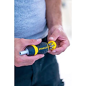 Stanley 0-66-358 Bit-Screwdriver short with 10 Bits, Black/Yellow