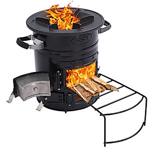 REDCAMP Rocket Stove Wood Burning Portable for Cooking, Camping Wood Stove with Canvas Storage Bag for Emergency, Survival, BBQ, RV