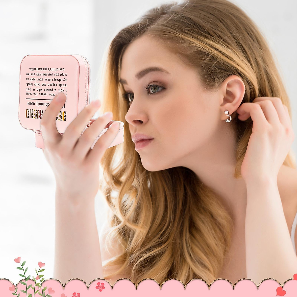 GevGuxLuo Bestie Gifts for Women, Small Jewelry Case Jewelry Box Organizer Travel Essentials for Teen Girls, Bestie Friendship Gifts for Women Friends, Best Friend Birthday Gift