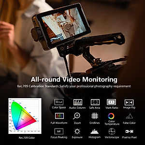 VILTROX DC-550 Touch Screen DSLR Camera Field Monitor 1200 Nits High-Bright 5.5 inch DSLR Camera Monitor with Sunshade Hood/Battery 3D LUT HDR 4K HDMI in and Out Exposure Focus Assist Waveform Monitor