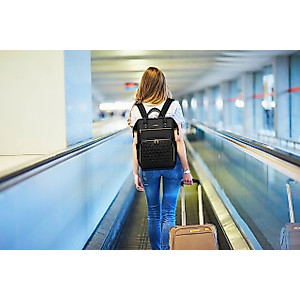 CAFELE Laptop Backpack Women Men,17.3 Inches Wide Open Large USB Charging Port Nurse Backpack, Doctor Teacher College Travel Shoulder Purse Bag,Quilted Black