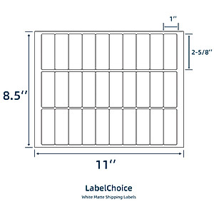 Labelchoice 100 Sheets 3000 Labels 30-up 1" x 2-5/8" Shipping Address FBA Labels for Laser & Inkjet Printers, 30 Up Labels 1 x 2-5/8 on US Letter,30 per Sheet Return Address Labels, 30 per Page Labels