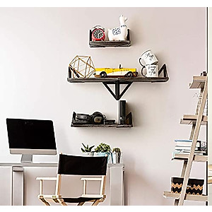 HOME STRANGERS Floating Shelves, Rustic Wood Wall Shelves Wall Mounted Storage Shelves Set of 3 for Bedroom, Bathroom, Living Room, Kitchen (Brown)