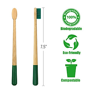 Virgin Forest Bamboo Toothbrush, Natural Eco Friendly Biodegradable Wood Toothbrushes, Vegan Organic Charcoal Tooth Brush, Pack of 6
