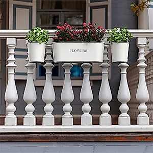 Barnyard Designs Metal Wall Planter, Indoor Outdoor Hanging Plant Pot Decor, Rustic Herb Flower Plant Holder, White, Large: 11.25" x 4.25” x 3.75”, Small: 4.30” x 4”, Set of 3