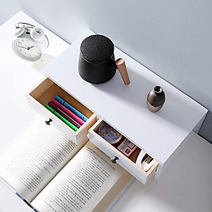 WELLAND Monitor Stand Riser with Drawers, Computer Monitor Stand, Desktop Organizer Stand for Laptop, PC, Office Supplies, White