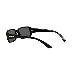 ARNETTE Unisex Sunglasses Shiny Black Frame, Dark Grey Lenses, 55MM