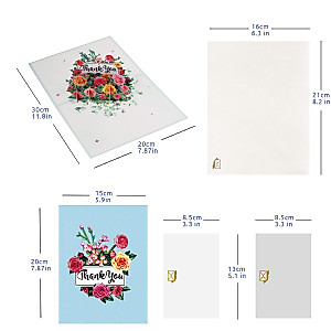 CNLITIHEKA Thank You Pop Up Card Mother’s Day Flower Bouquet Card 3D Flower Greeting Card Teacher's Day Appreciation Card Retirement Card for Your Family Teachers Friends Colleague.