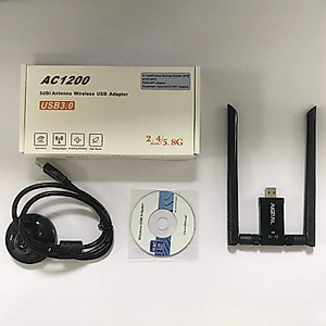 1200Mbps USB WiFi Adapter Wireless Network Adapter for Laptop/Computer/Notebook with Extension Cable and Base, Compatible with Windows 11/10/8/7/XP & Mac OS X