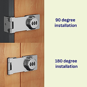 Keyless Combination Lock 3-Digit Combination Lock for Doors & Drawers Twist Knob Hasp Latch Lock with Password Code Zinc Alloy Latch for Kitchen Cabinets, Drawers, Cupboards (Silver)