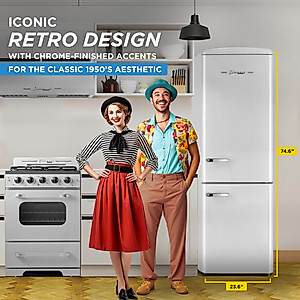 Unique Appliances UGP-330L W AC Classic Retro Refrigerator Electric Bottom-Mount Fridge with Intuitive Control Panel, 4 Glass Shelves, and 3 Freezer Drawers, Frost-Free, 12 cu./ft, Marshmallow White
